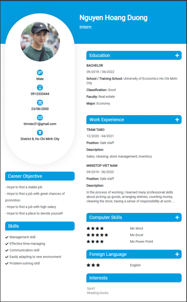 Thiết kế CV bằng tiếng Anh đơn giản, chuyên nghiệp - Á Châu Media Digital Marketing